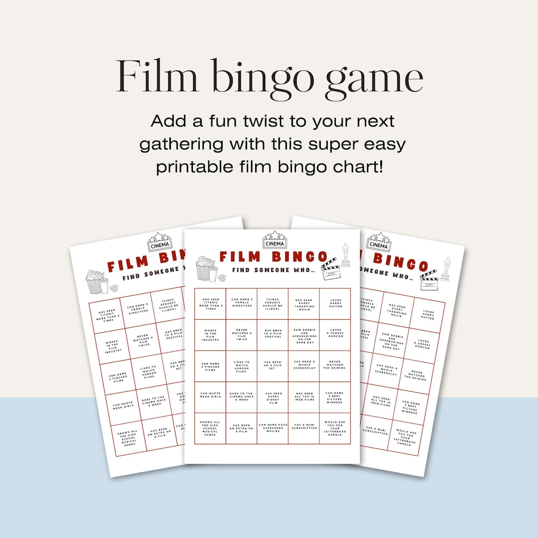 Printable Film Bingo Game | Fun Movie Night Activity for Adults ...