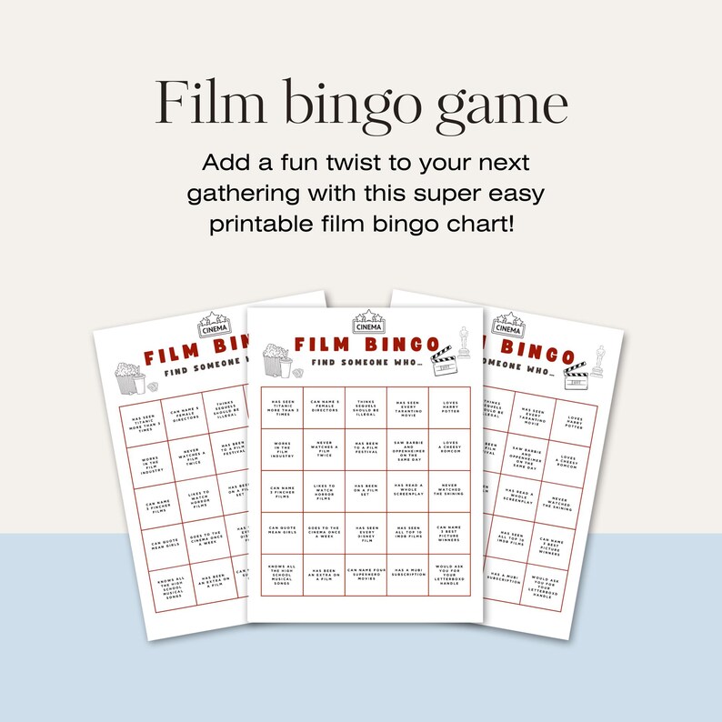 Printable Film Bingo Game | Fun Movie Night Activity for Adults ...