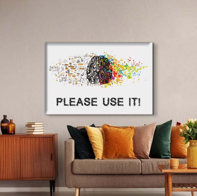 Please Use It! Poster, Brain Poster, Mental Health Print, Motivation ...