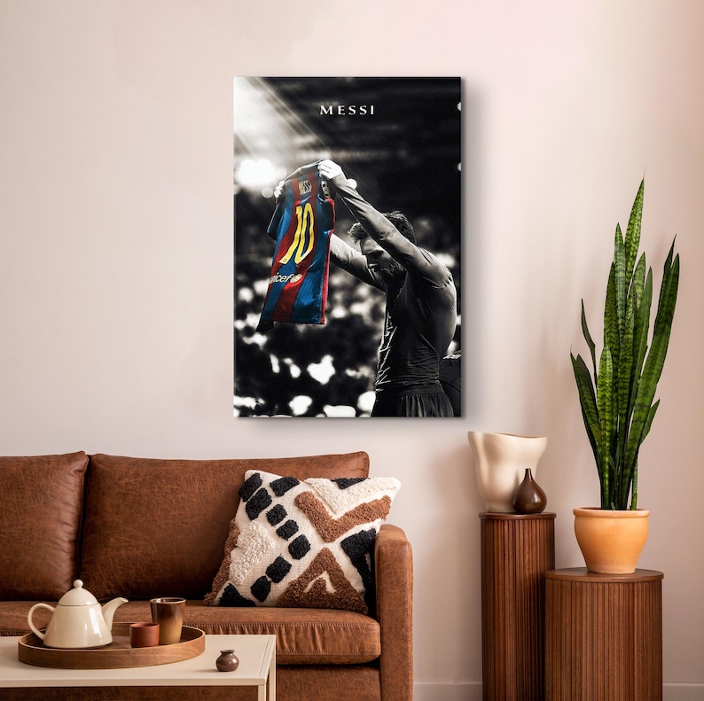 Messi Print, Football Poster, Lionel Messi Framed Canvas Art, Iconic ...