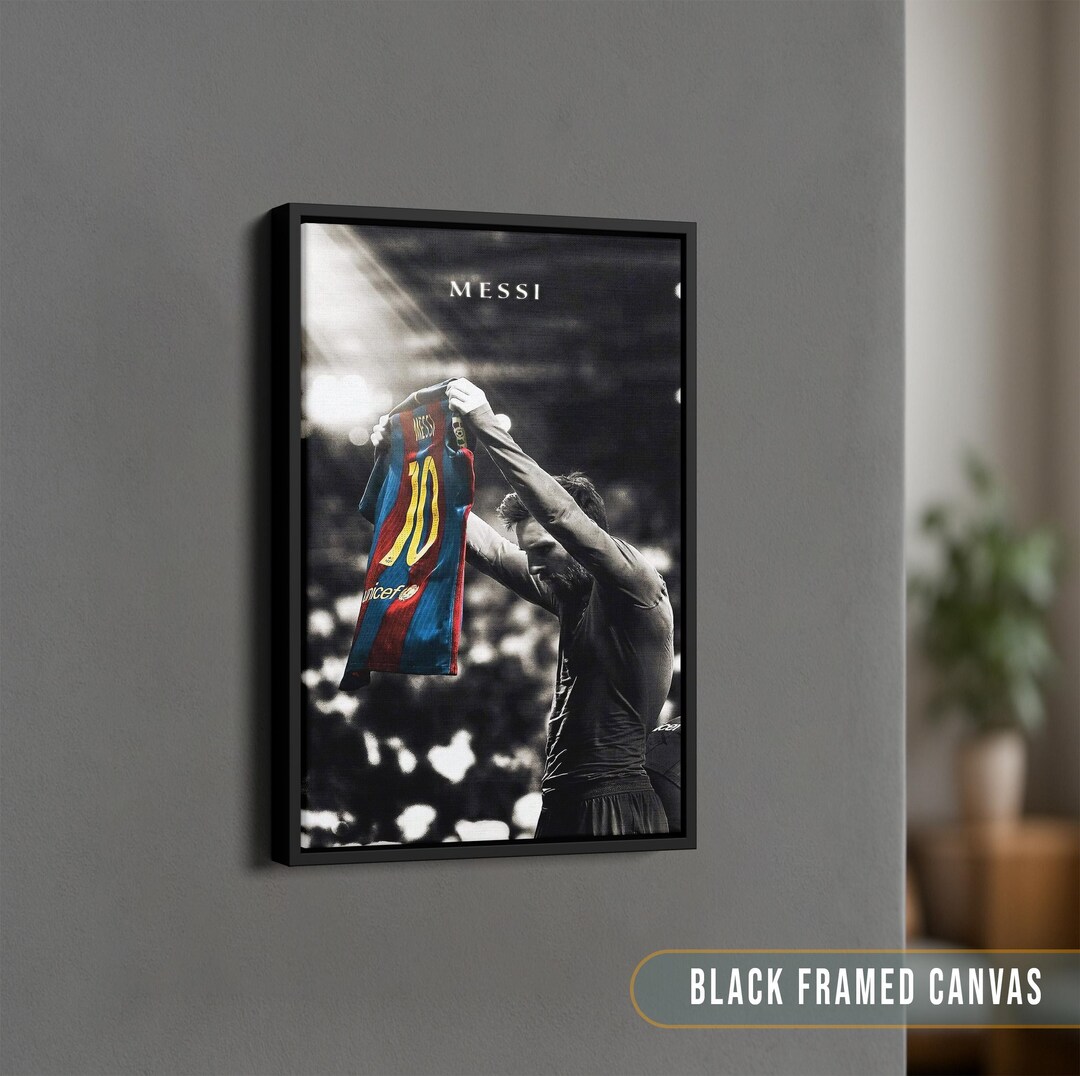 Messi Print, Football Poster, Lionel Messi Framed Canvas Art, Iconic ...