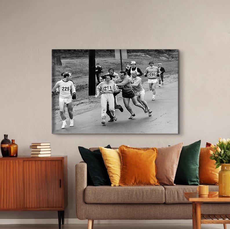 First Female Marathon Runner Poster, Kathrine Switzer Print, First ...