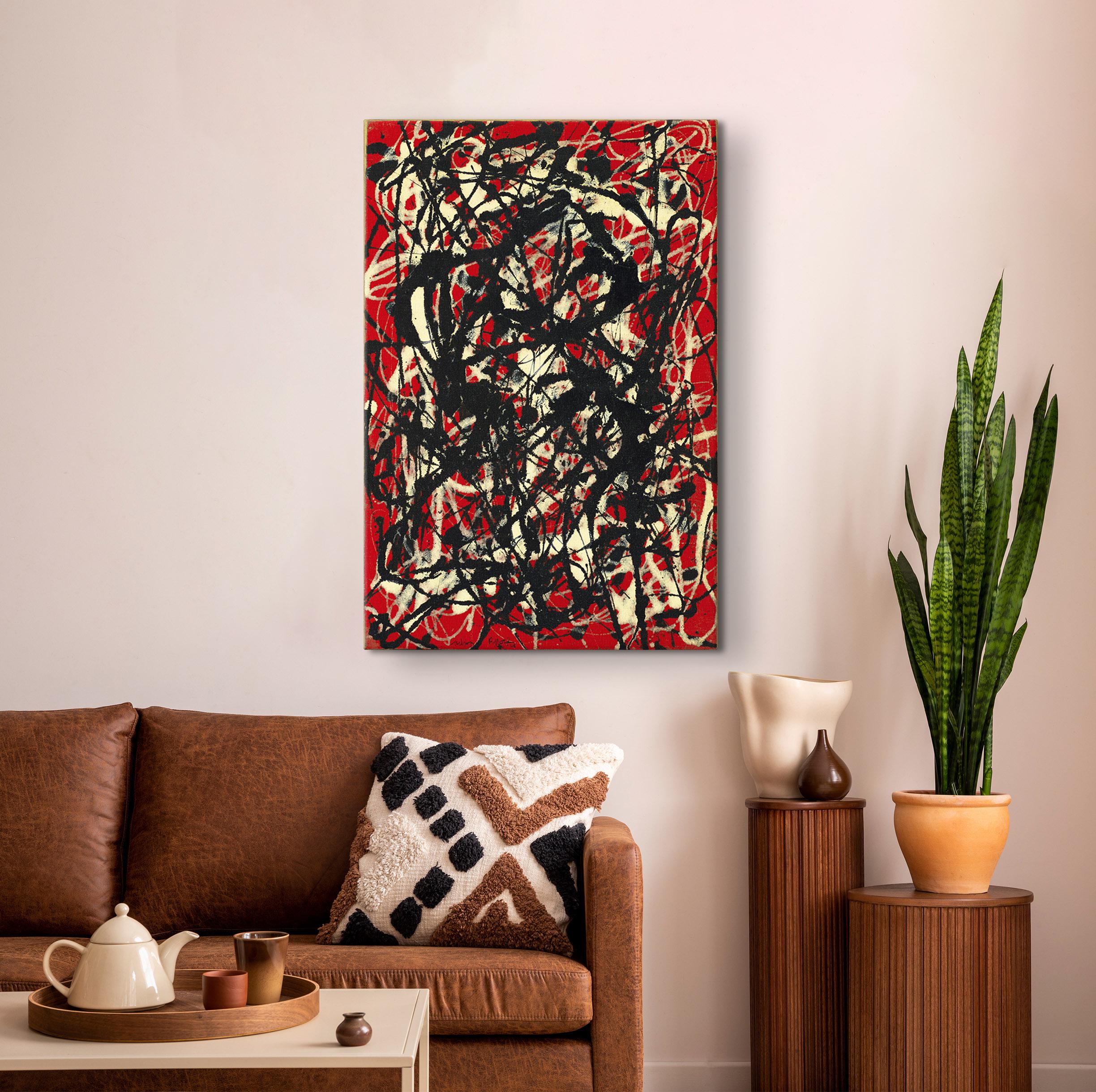 Jackson Pollock Poster, Red-black Abstract Art, Maximalist Wall Decor ...