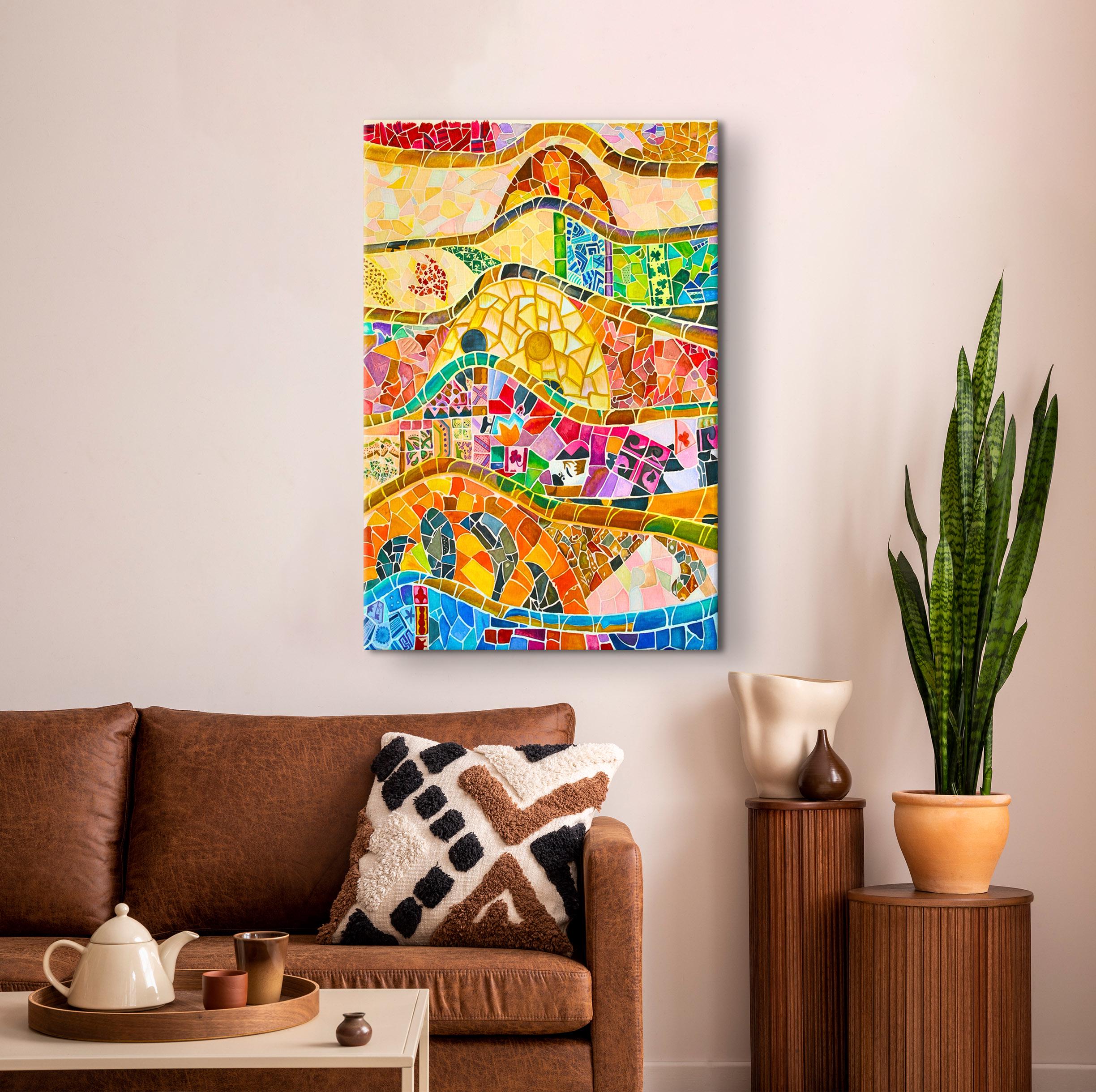 Antoni Gaudí Mosaic Print, Mosaic Glass Wall Art, High Quality Mosaic ...