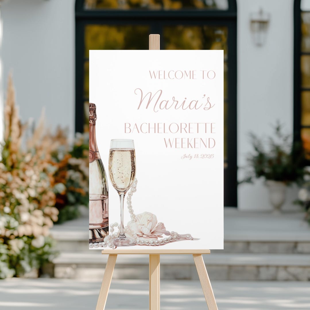 Pearls and Prosecco Bachelorette Weekend Welcome Sign, Custom Petals ...
