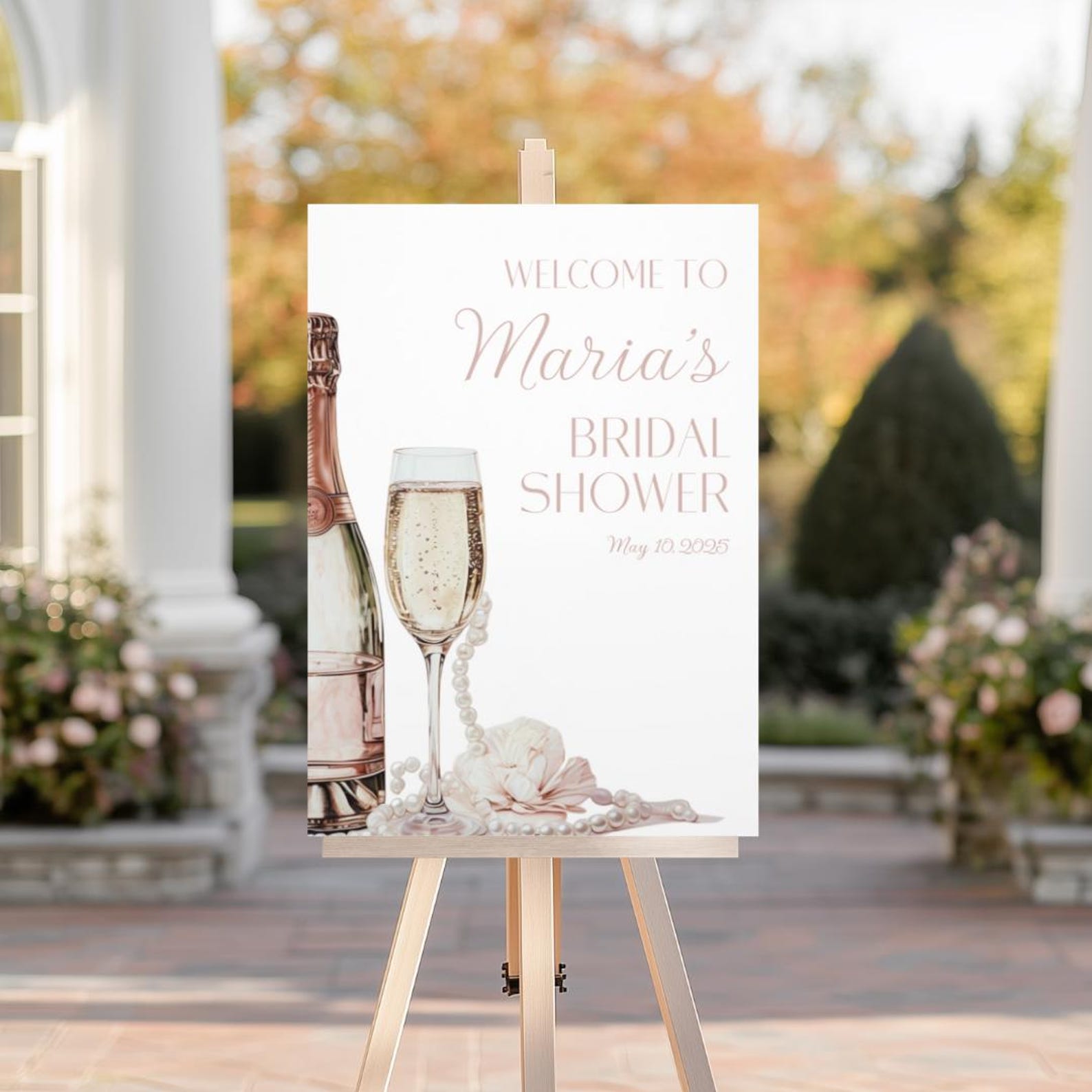 Pearls and Prosecco Bridal Shower Welcome Poster, Pearls and Prosecco ...