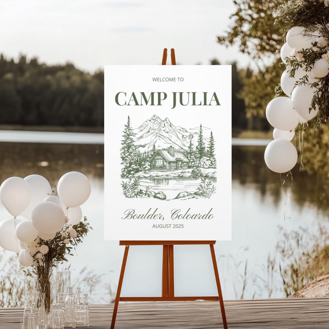Camp Bachelorette Welcome Sign Printed, Custom Camp Bach Sign Poster ...