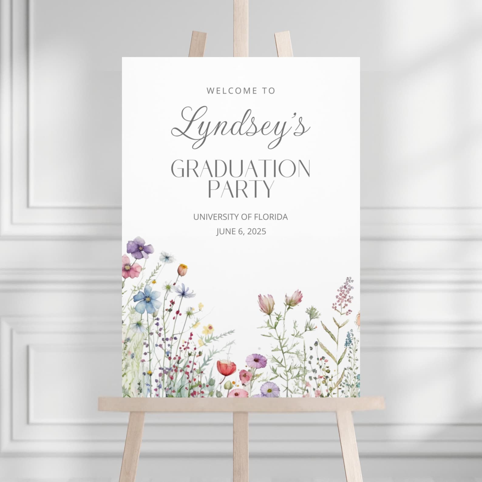 Wildflower Graduation Welcome Sign, Floral Graduation Party Welcome ...