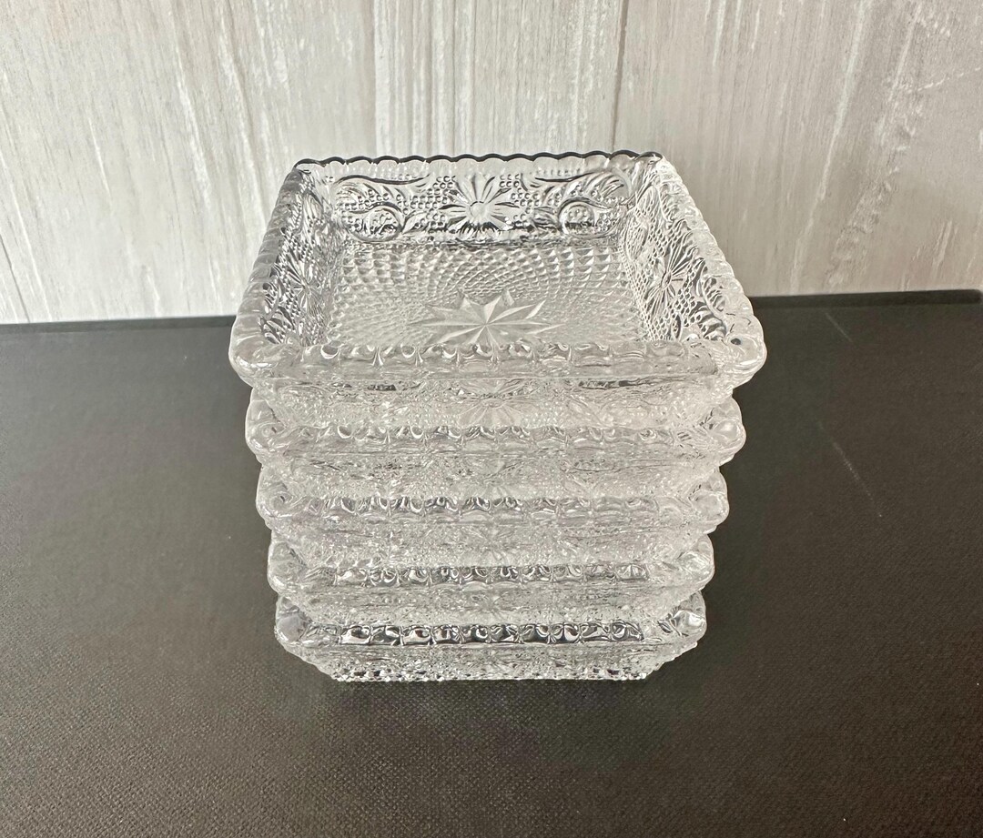 Vintage Cut Glass Butter Pats/clear Glass Salt Cellars/ Set of 5 ...