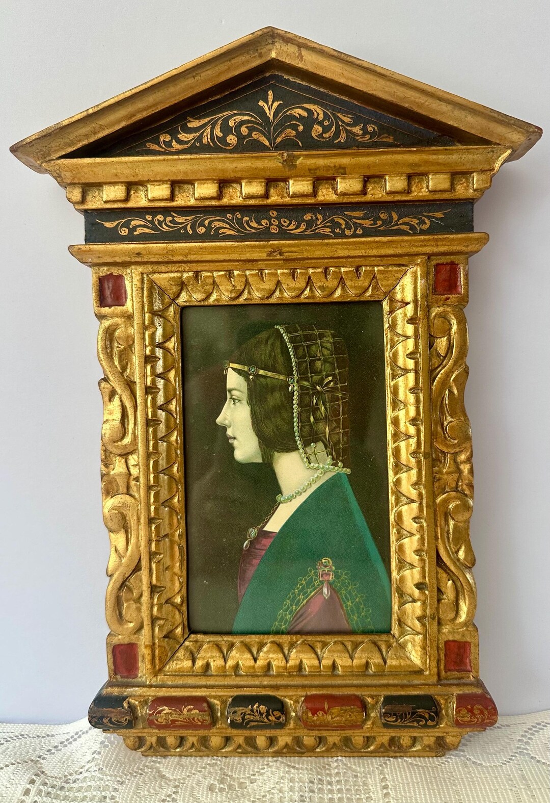 Florentine Style Plaque of Leonardo Davinci's Portrait of Beatrice D ...