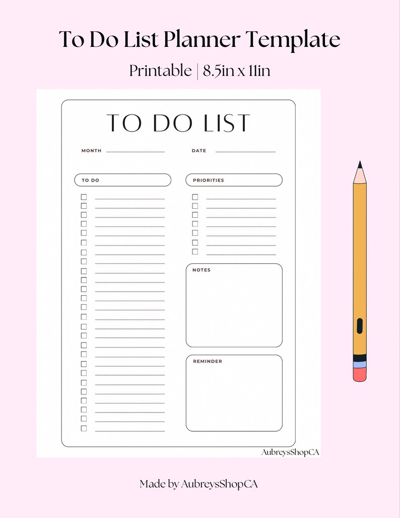 To Do List Planner Template | Instant Digital Download | 8 Colours - Etsy