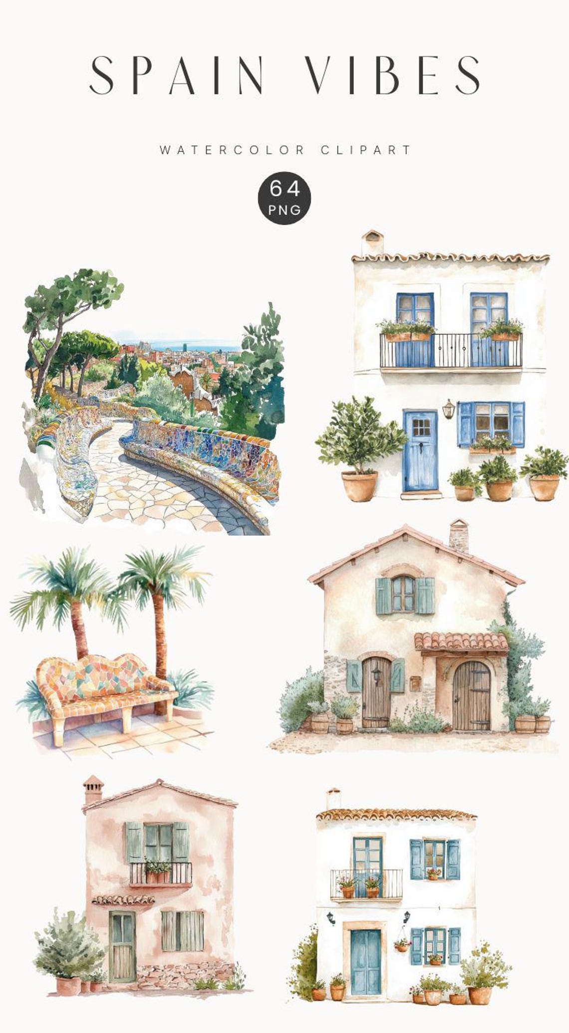 Spain Clipart, Spanish Aesthetic, Food and Architecture, Spain Summer ...