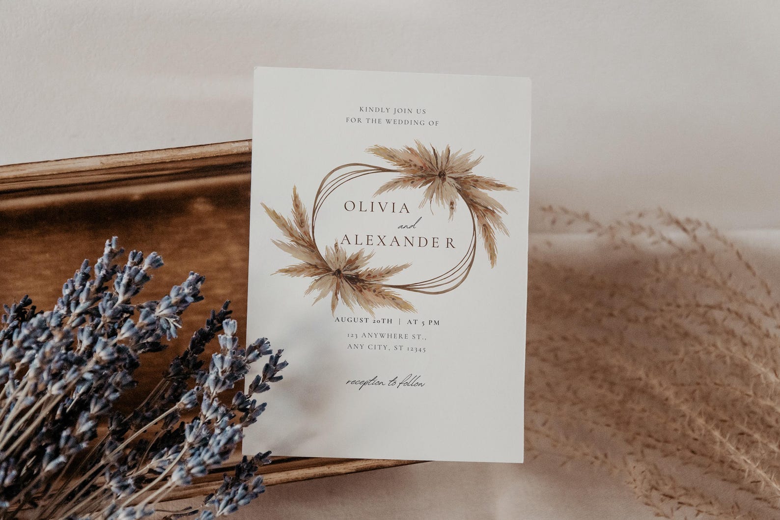 Pampas Grass Clipart, Border Frame, Floral Wreath, Commercial Use, Wild ...