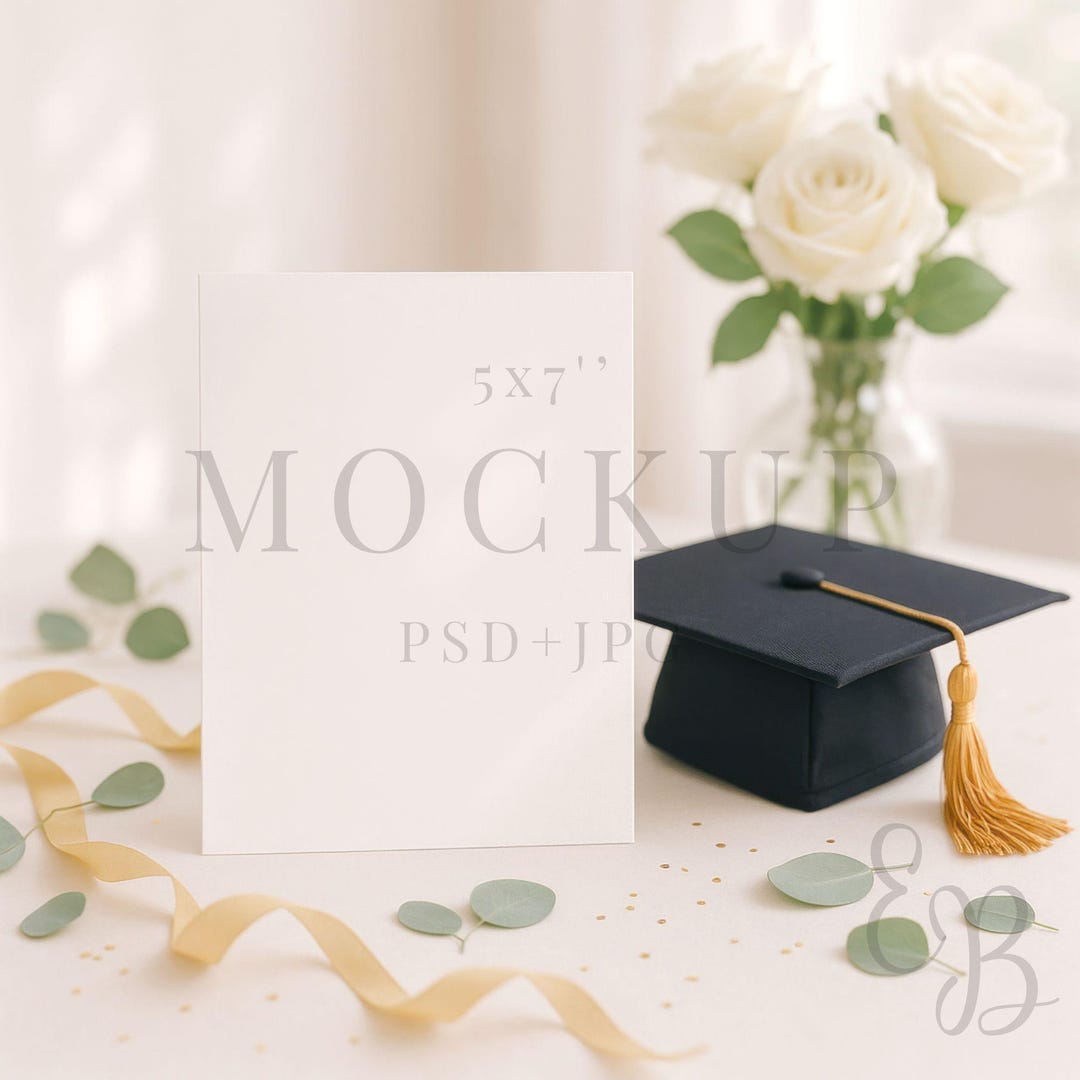 Graduation Invitation Mockup, Minimal Styled Stock, High School 5x7 ...