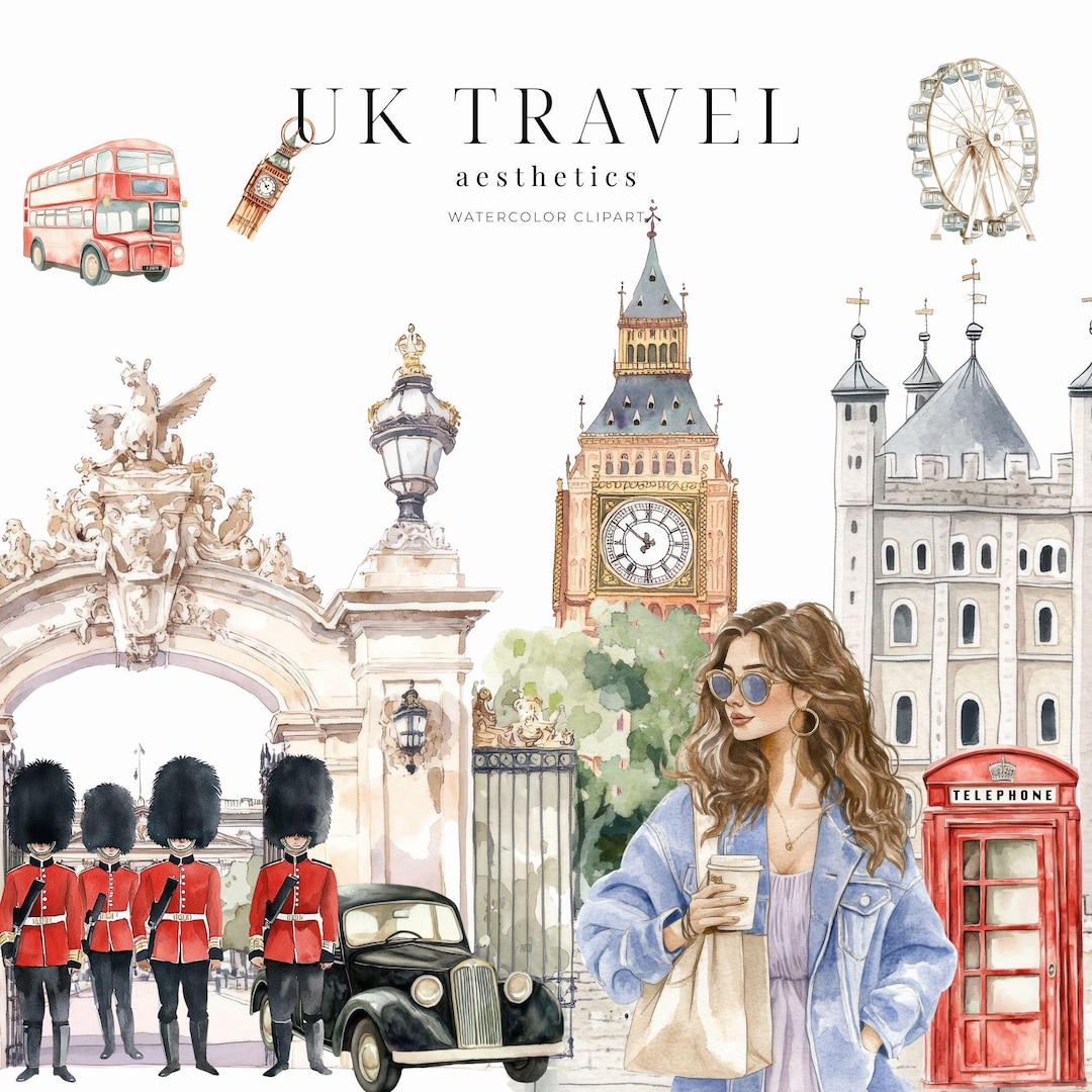 UK Travel Clipart, Great Britain, Girls Trip to London, British Clipart ...