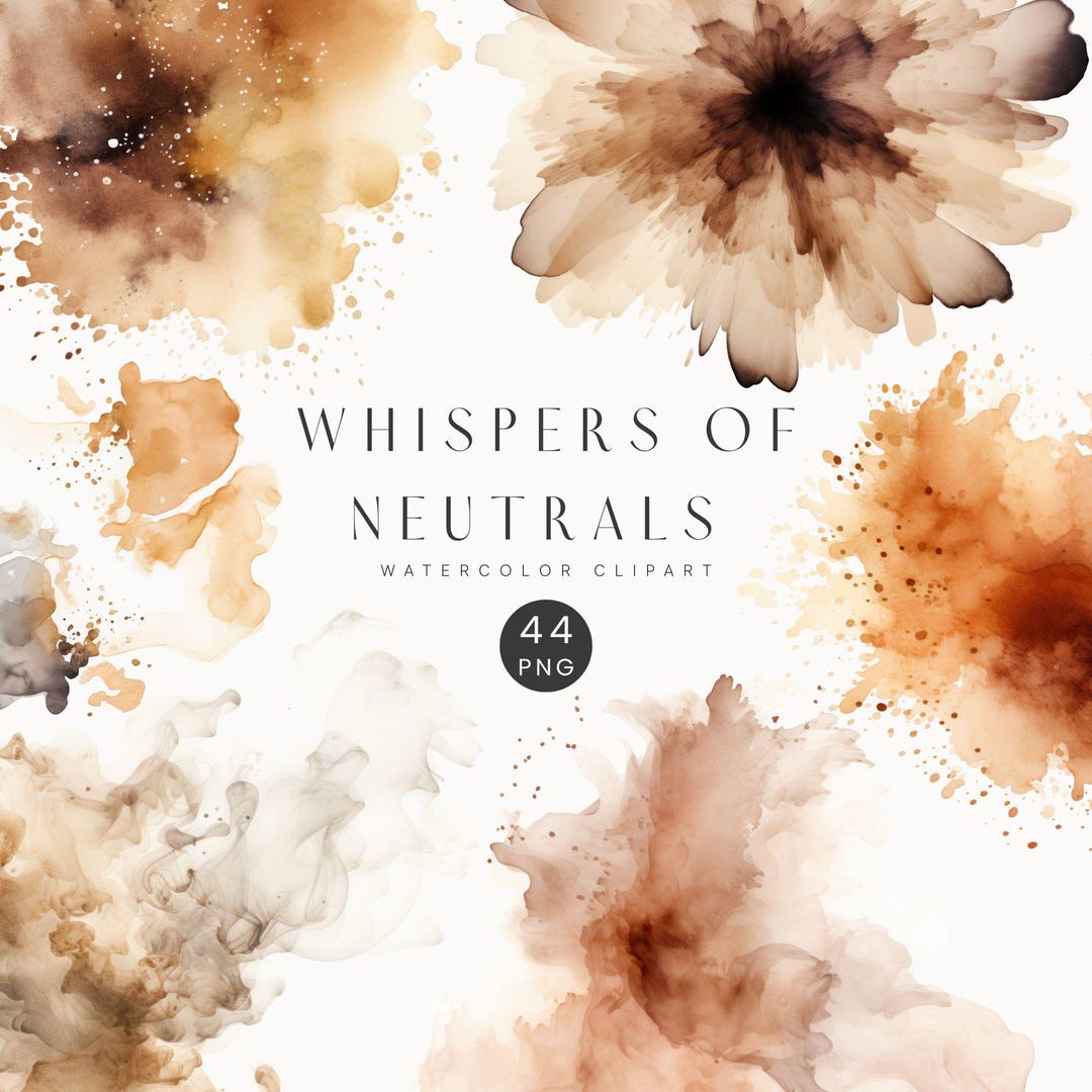 Neutral Watercolor Splatter Clipart, Watercolor Splash, Digital ...