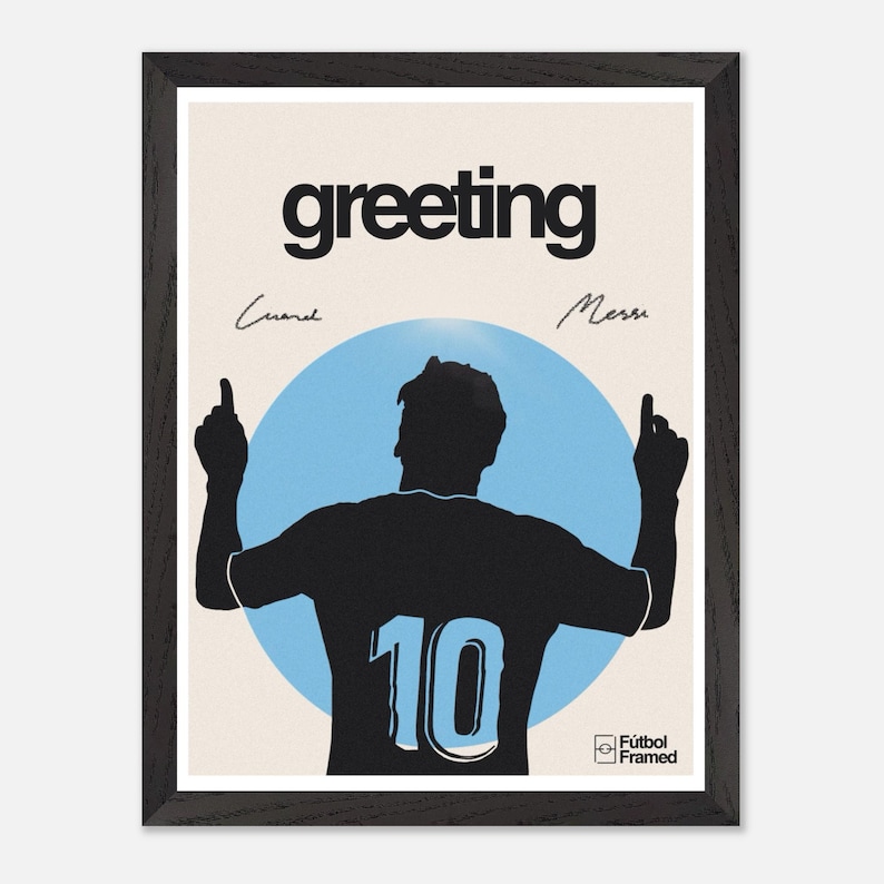 Messi Celebration Poster - "greeting" - Premium Framed Poster - Etsy
