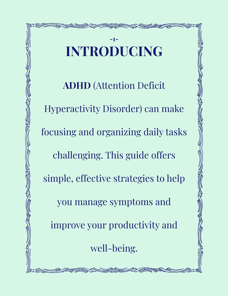 ADHD Focus Guide & Daily Planner | Printable - Fillable PDF | Mental ...