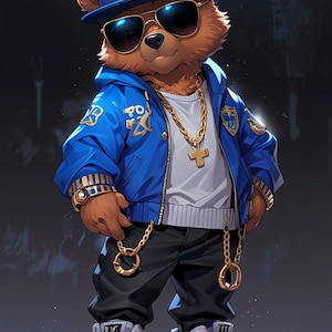 Bear Digital Art – Cool Streetwear Bear, Urban Swag Printable Art - Etsy