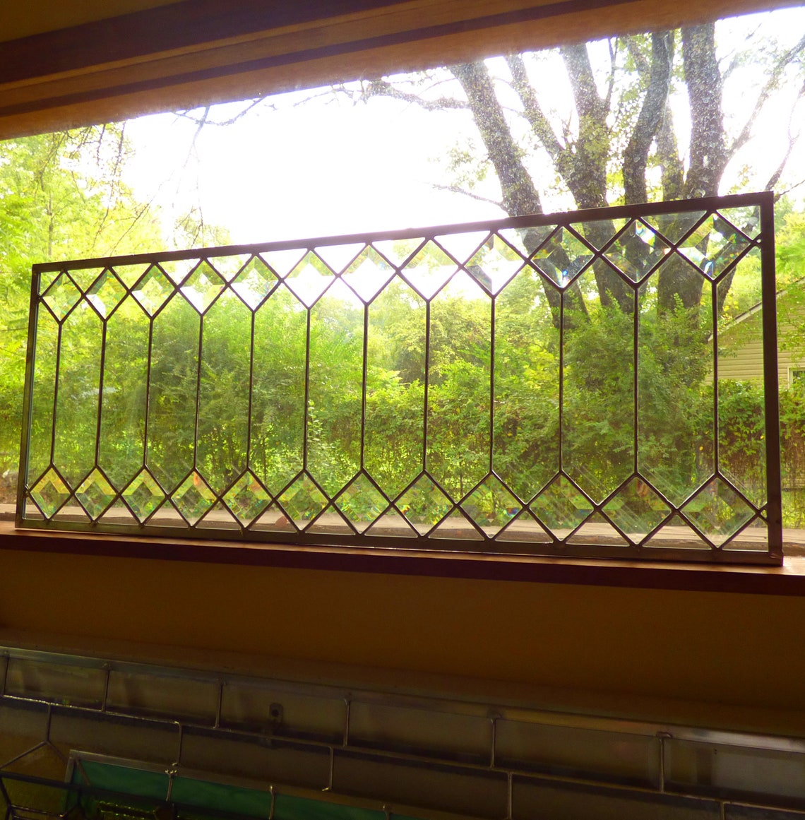 Custom Stained Glass Panel Trellis Transom 2 - Etsy