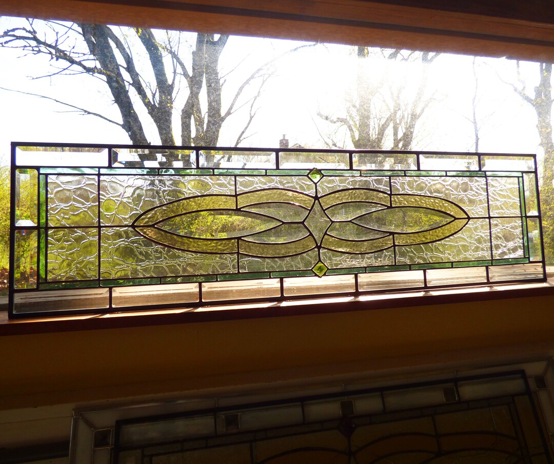 Custom Textured Stained Glass Transom English Scroll Stained Glass ...