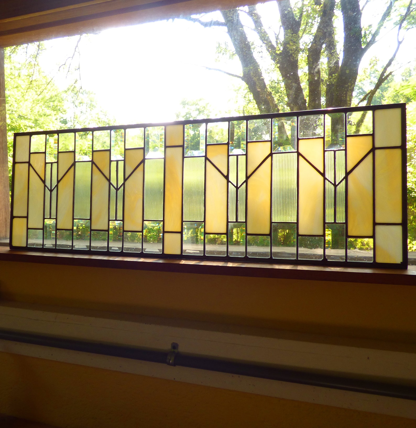 Custom Stained Glass Panel Geometric Mission Style Sidelight - Etsy