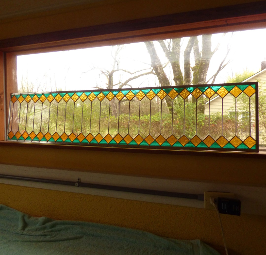 Stained Glass Transomwindow - Trellis Transom Multicolored - Custom ...