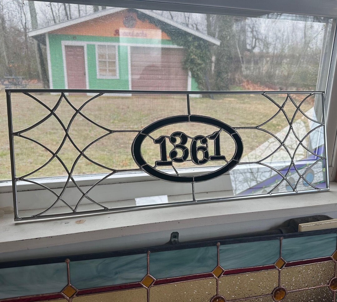 Stained Glass Transom - Custom Home Number Transom Window Panel - Etsy