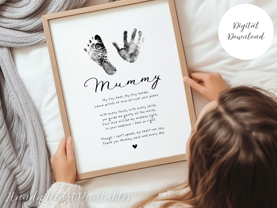 Mummy Handprint Poem Printable Wall Art, New Mum Mothers Day Gift, Baby ...