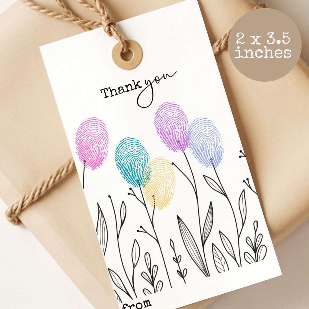 Dandelion Fingerprint Thank You Tags: Teacher Appreciation Gift (PDF ...