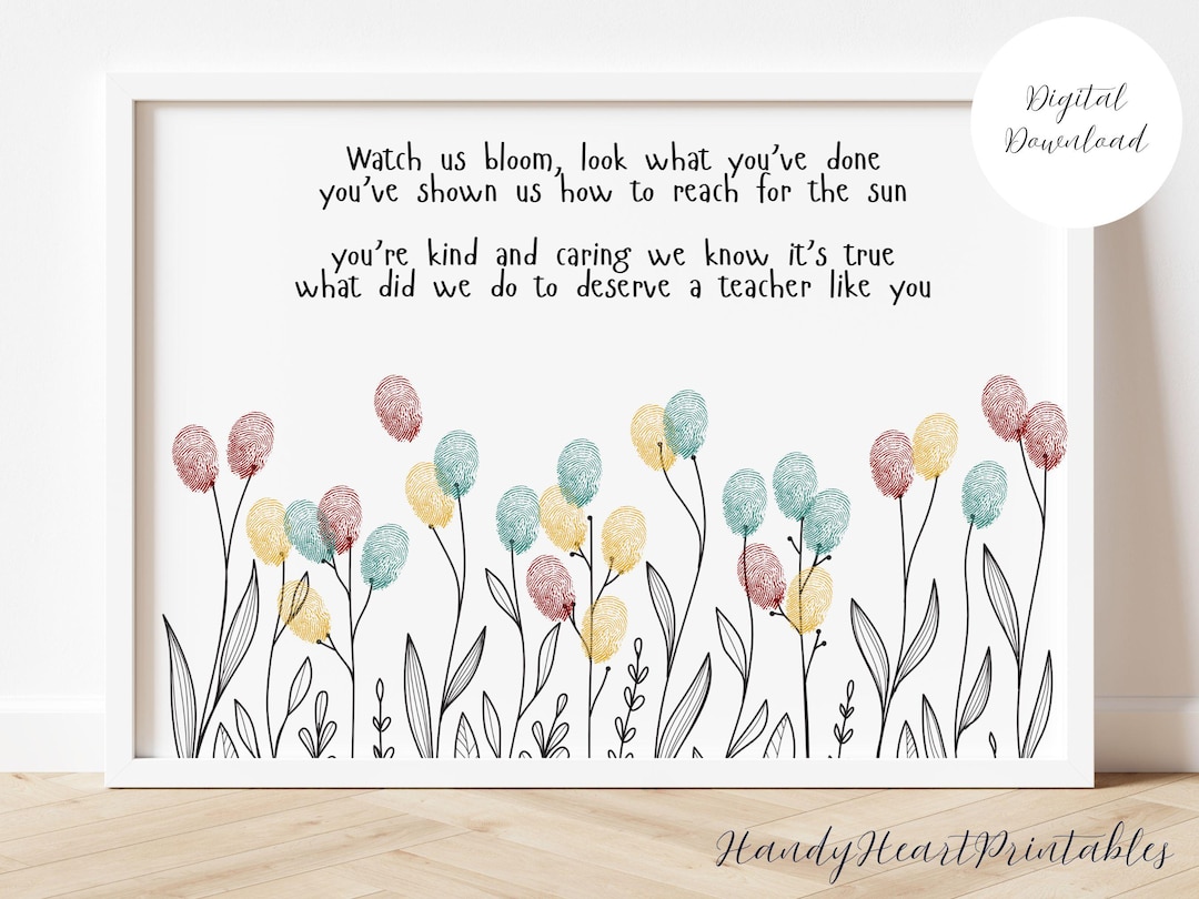 Teacher Appreciation Fingerprint Craft, Flower Leaving Gift for Teacher ...