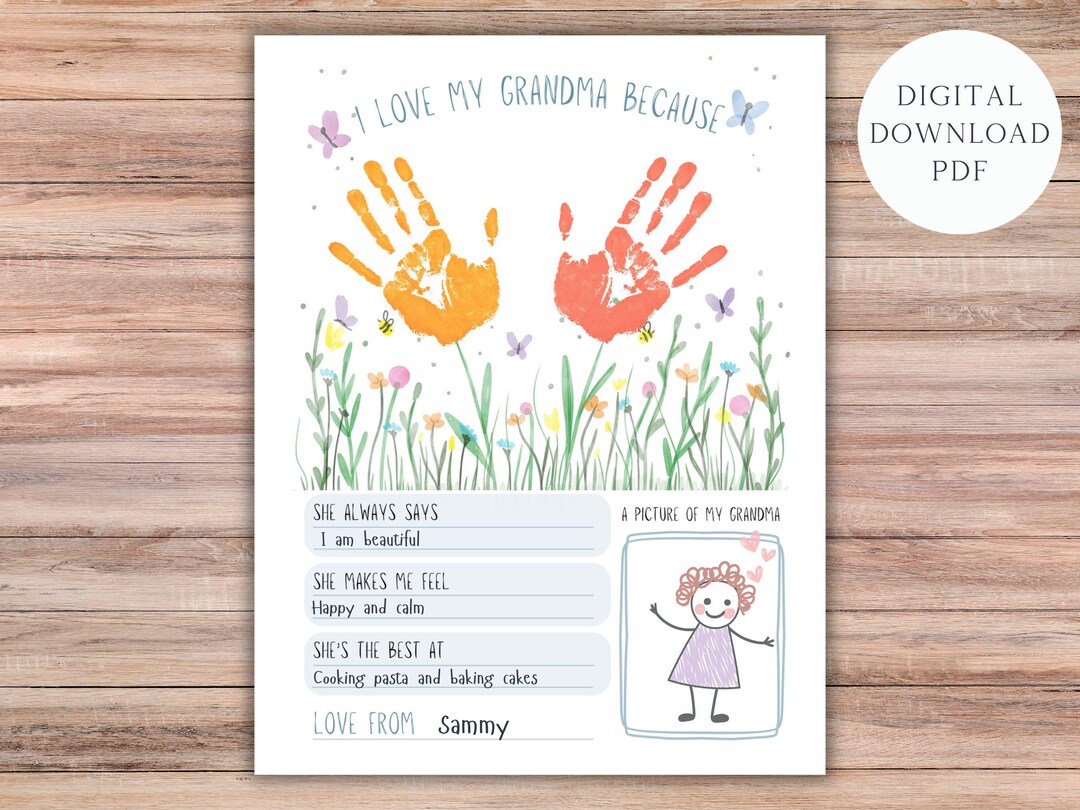 Grandma Handprint Art: Personalized Keepsake Gift (printable) - Etsy