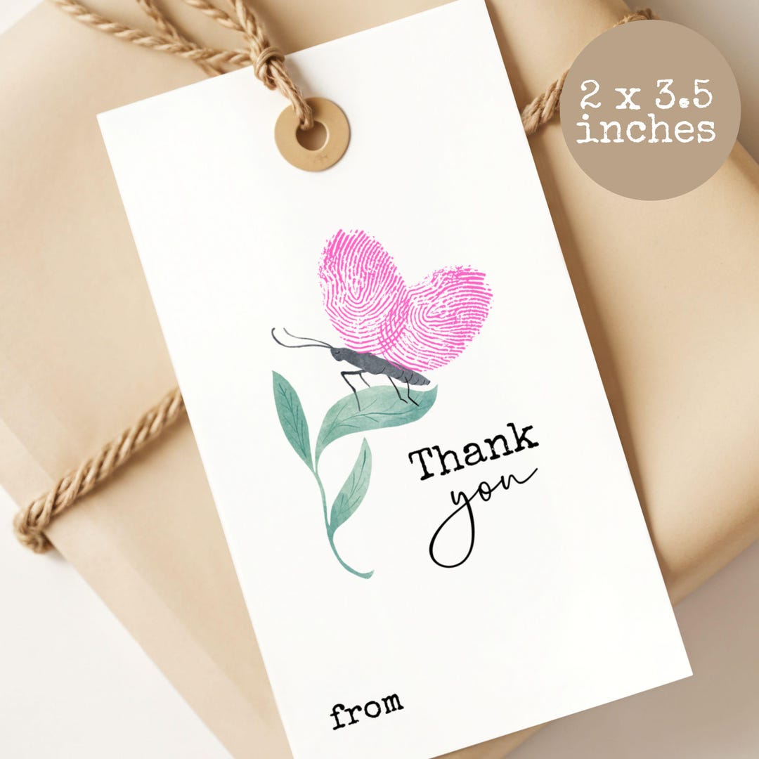 Butterfly Thank You Gift Tags: Fingerprint Craft, Teacher Appreciation ...