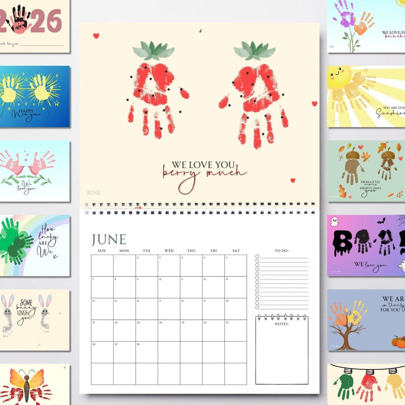 2026 Handprint Calendar for 2 Children, Gift From Kids, Calendar ...