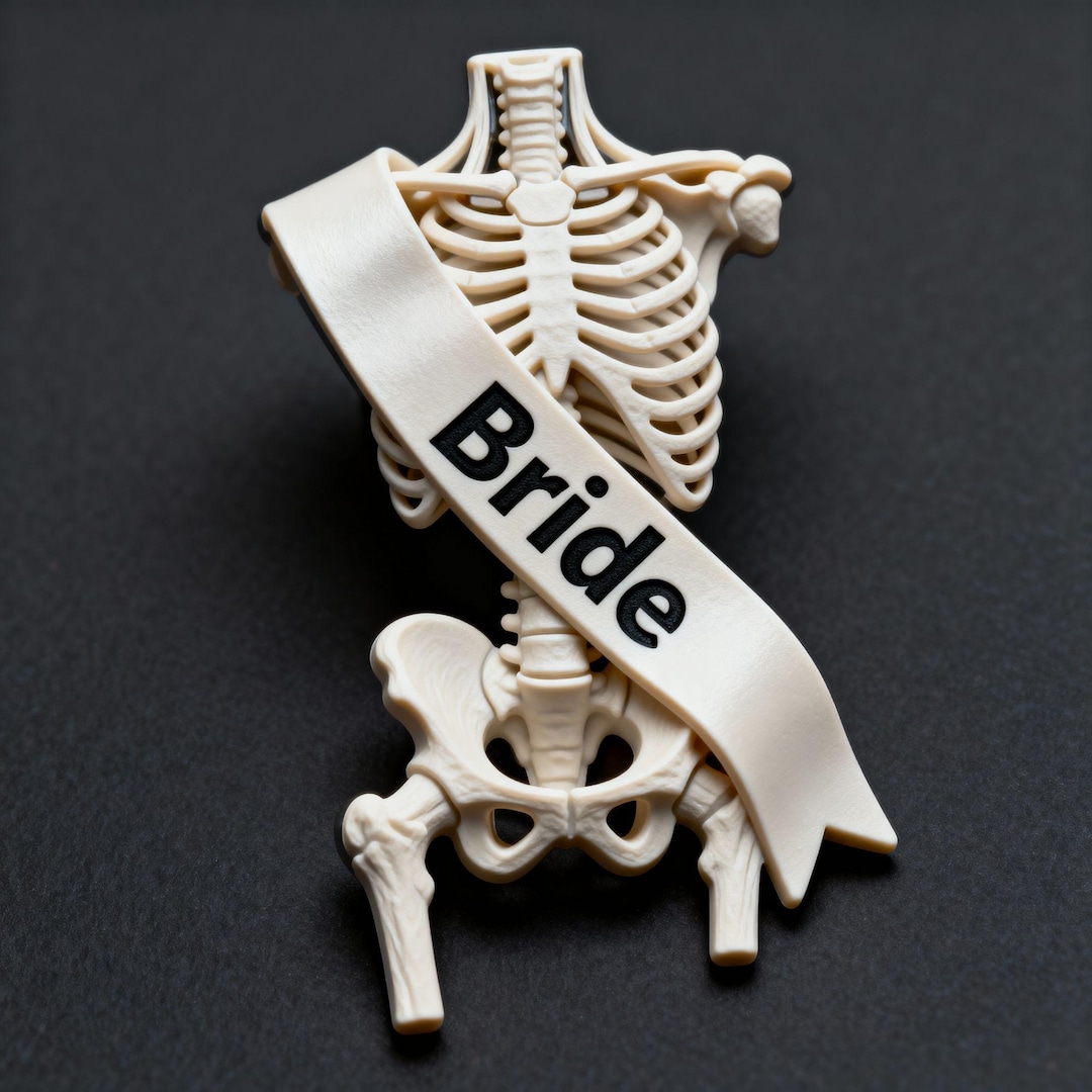 Skeleton Bride Pin Gothic Wedding Favor - Custom Bride Sash Accessory ...