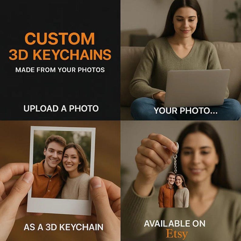 Figurine Keychain Custom 3D Printed, Mini Bust Photo Keepsake, Lifelike ...