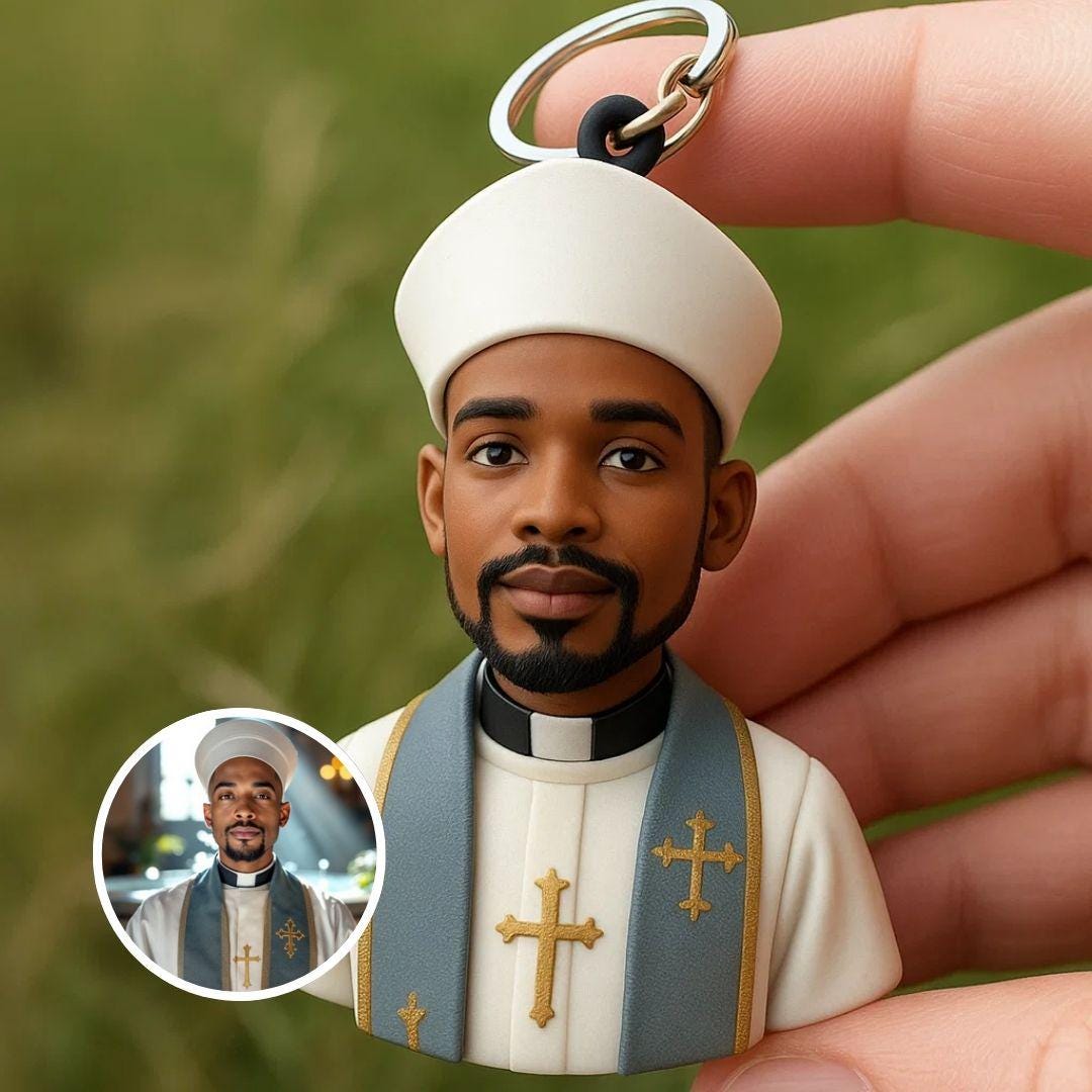 Personalized 3D Bust Keychain: Detailed Clergy Portrait - Custom ...
