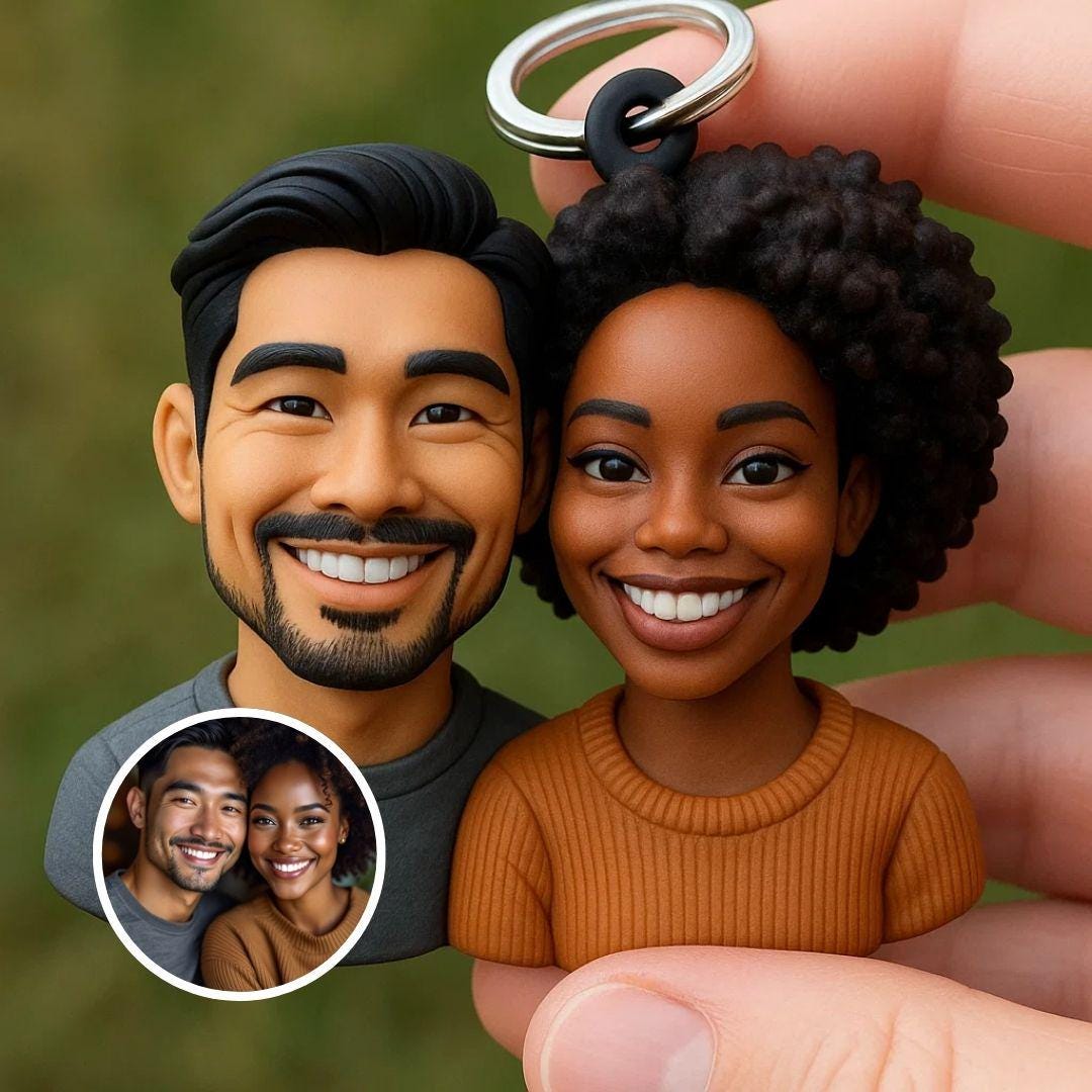 Custom 3D Couple Keychain: Personalized Mini Bust Figurine - Etsy