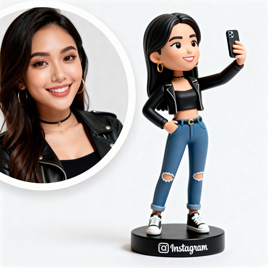 Custom Selfie Figurine, Personalized Resin Mini Me, Social Media Decor ...
