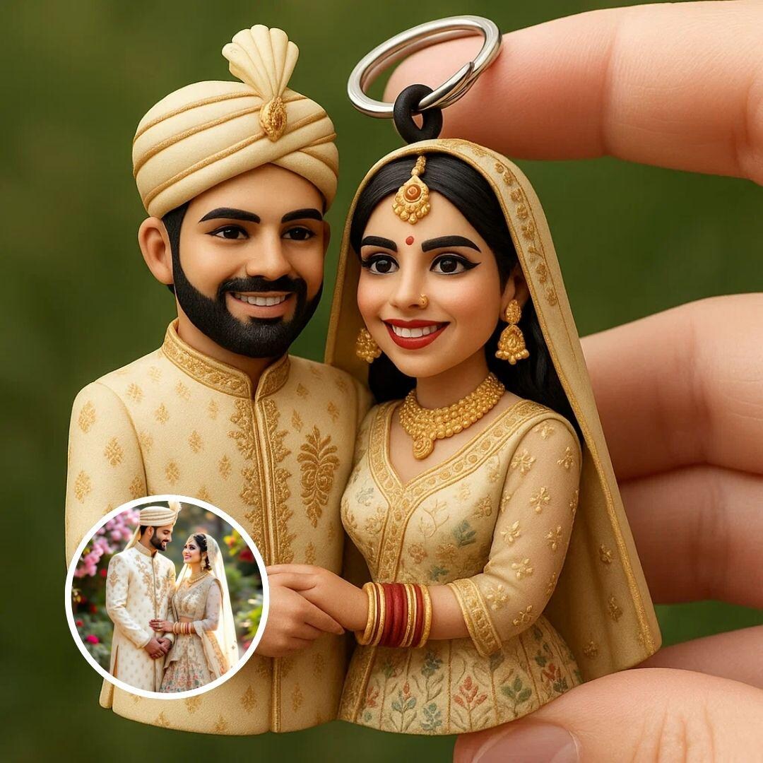 Couple Keychain Personalized 3D Printed Portraits: Cultural Skin Tone ...