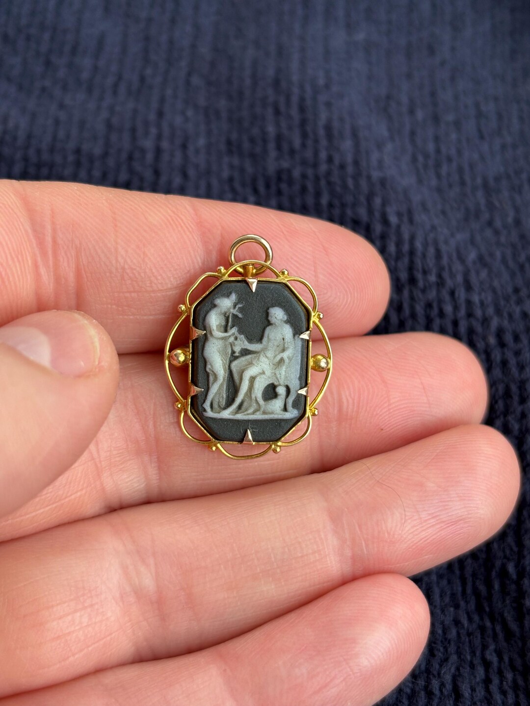 RESERVED FOR WESLEY 1900's 10k Gold Wedgewood Pendant Brooch Versatile ...