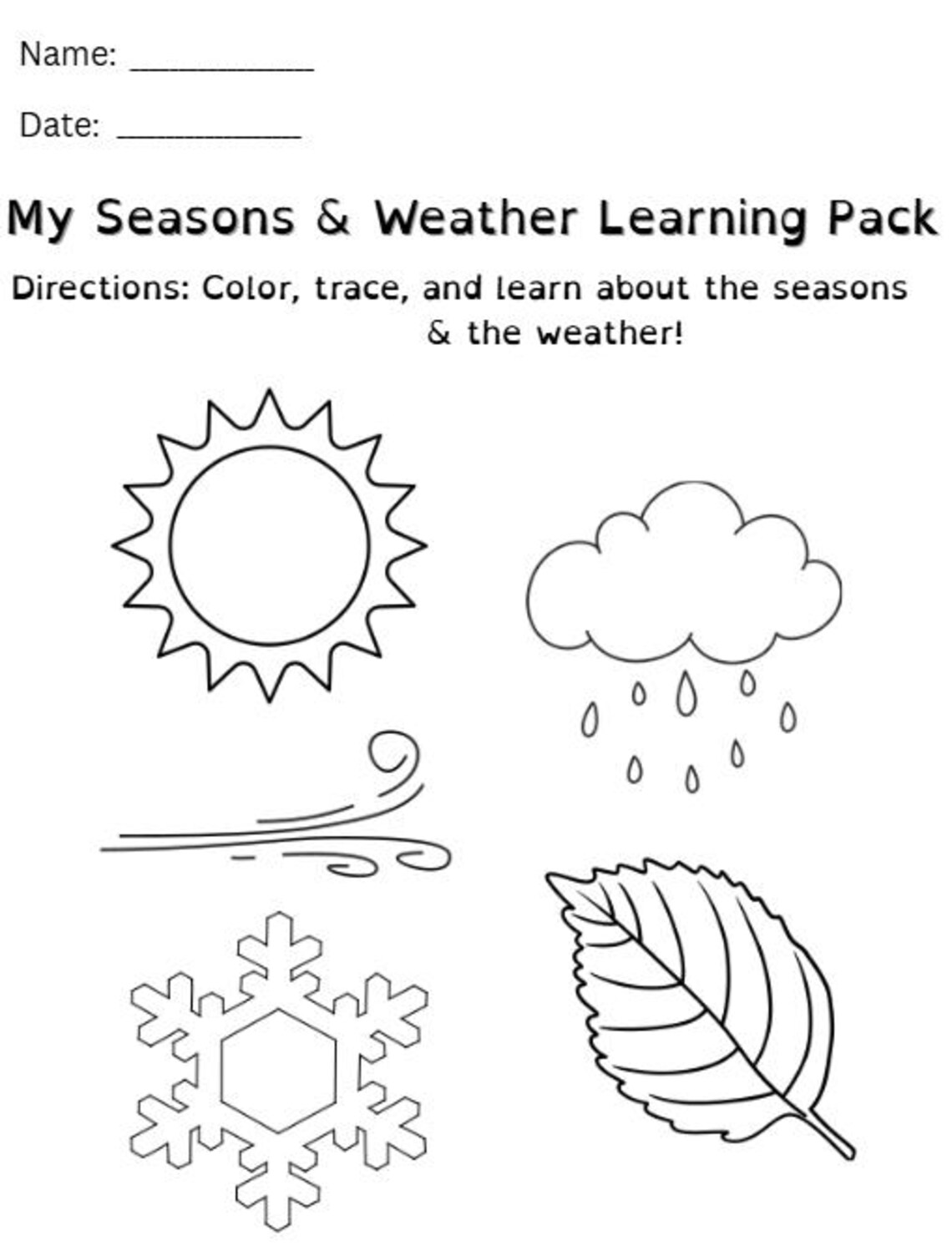Seasons & Weather Learning Pack | Preschool Printable Worksheet ...