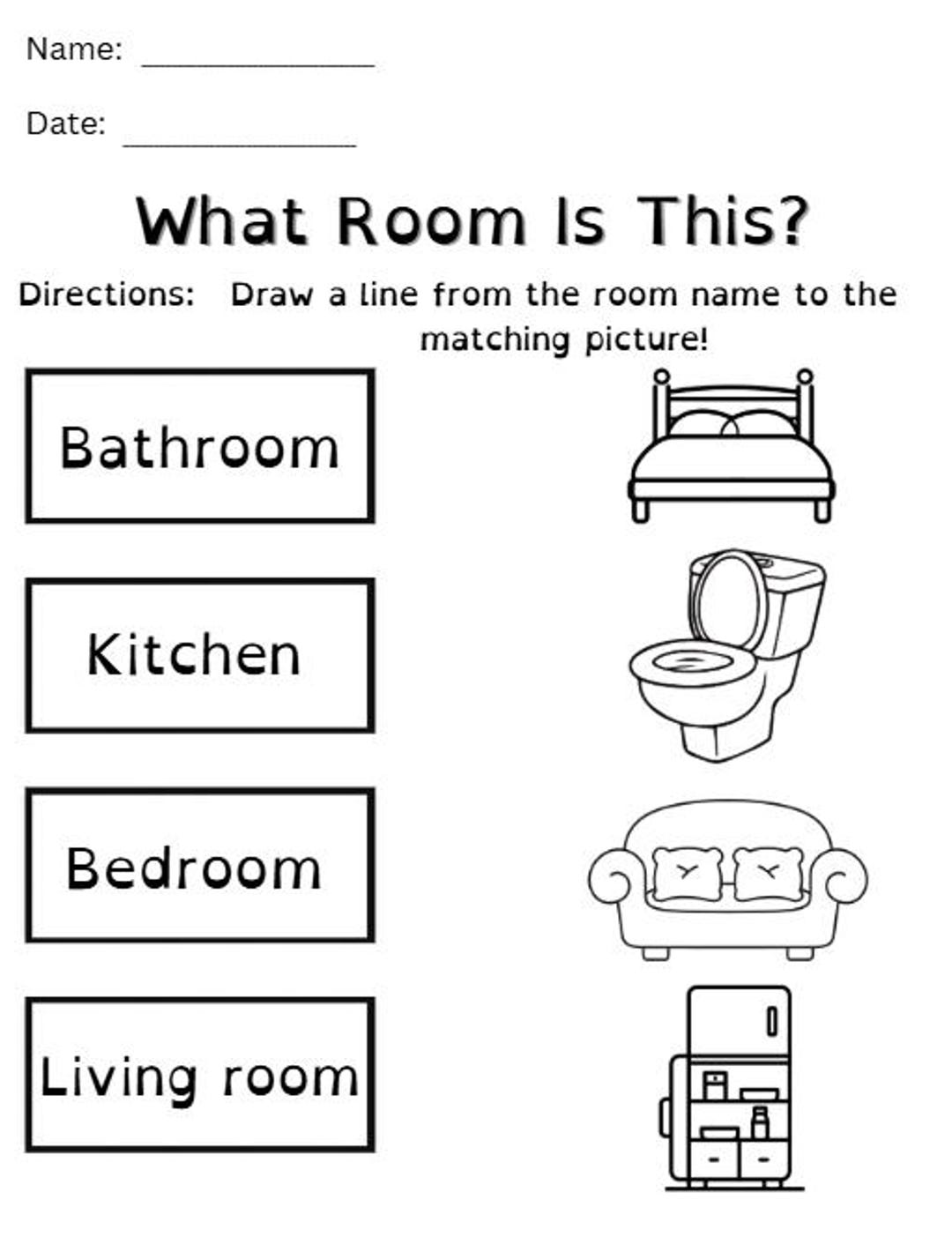 What Room is This? Matching Worksheet | Family Home Activity ...