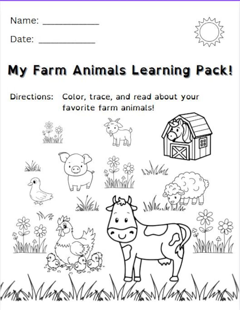 Farm Animals Learning Pack – Printable & Editable Canva PDF Preschool ...