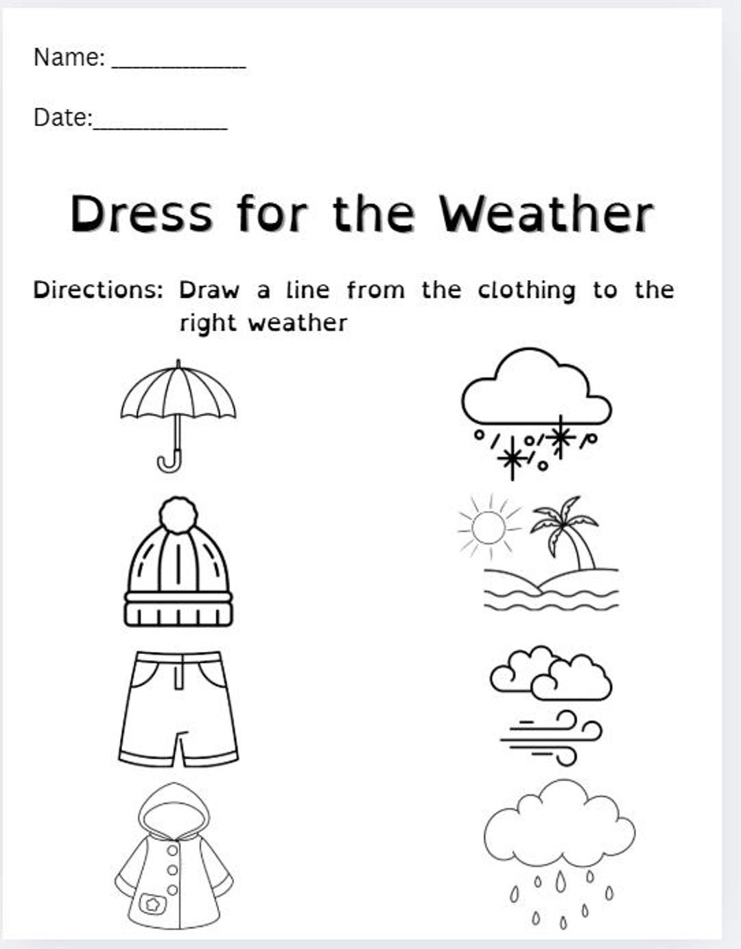 Dress for the Weather Learning Worksheet | Preschool and Kindergarten ...