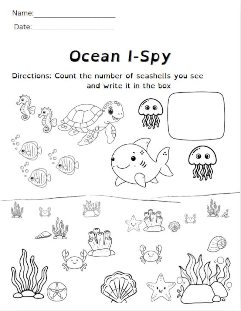 Ocean I-spy Worksheet | Ocean Animals Search & Count Activity ...