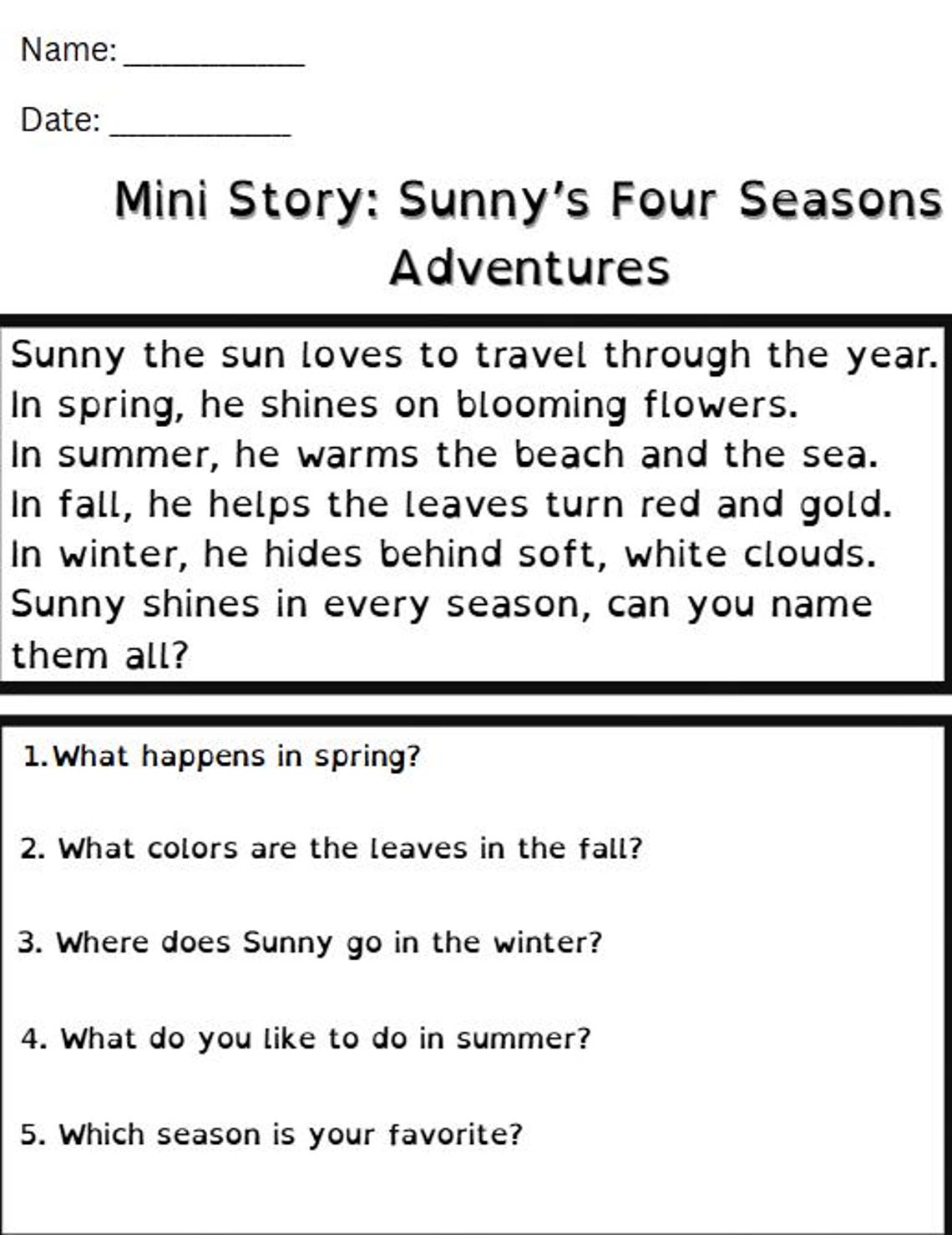Seasons & Weather Learning Pack | Preschool Printable Worksheet ...