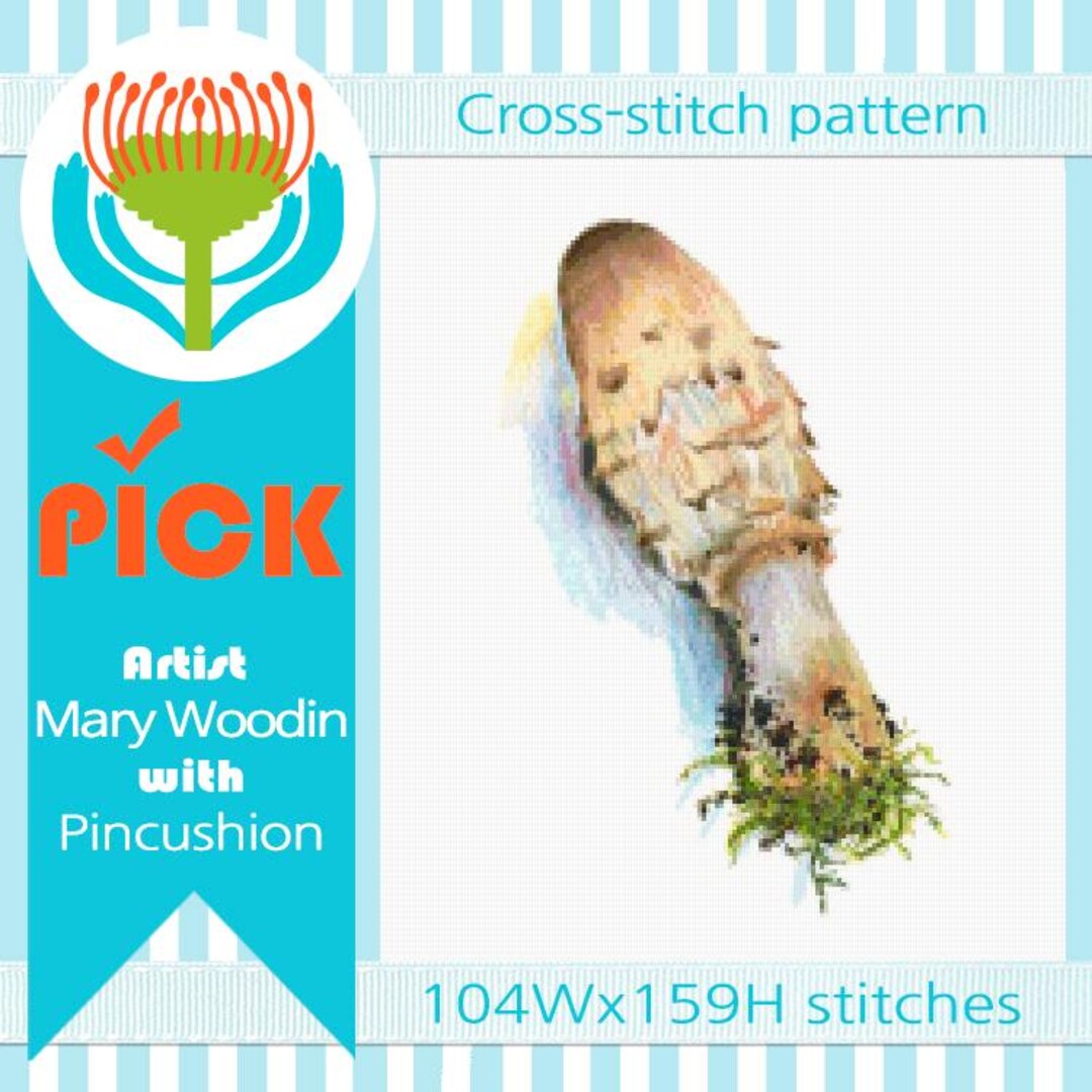 Mushroom Bud Cross Stitch Pattern: Botanical Embroidery Art (PDF ...