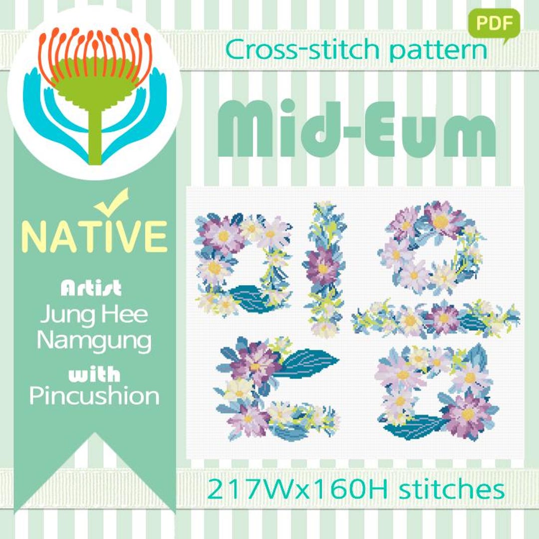 Faith Cross Stitch Pattern: Korean Aster Flower Embroidery (PDF) - Etsy