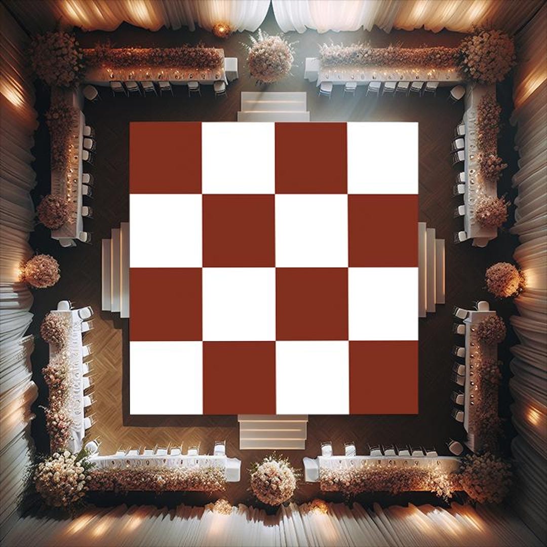 Dark Terracotta & White Checkerboard Floor Wrap | Wedding Dance Floor ...